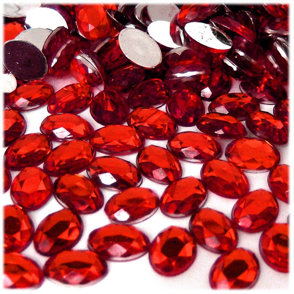 Rhinestones | Flatback | Oval | 13x18mm | 144-pc | Ruby Red | Crafts Outlet