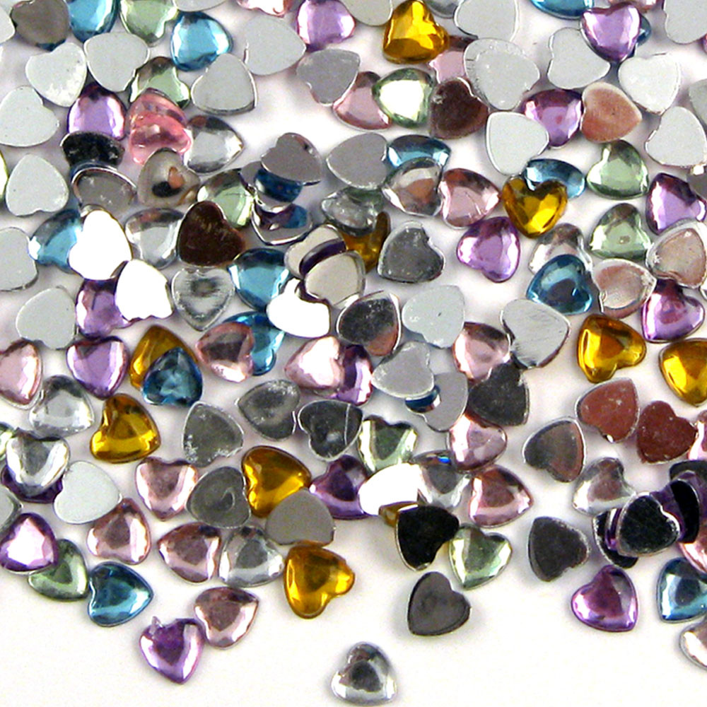 Rhinestones | Flatback | Heart | 8mm | 1,000-pc | Mixed Colors | Crafts ...