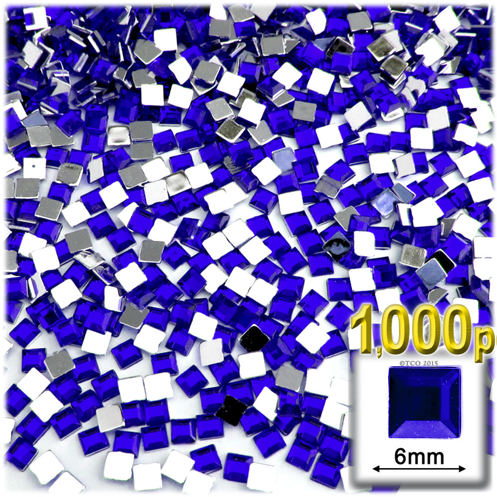 Rhinestones | Flatback | Sqaure | 6mm | 10,000-pc | Royal Blue | Crafts ...