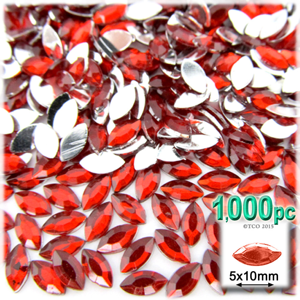 Rhinestones | Flatback | Eye | 5x10mm | 1,000-pc | Ruby Red | Crafts Outlet