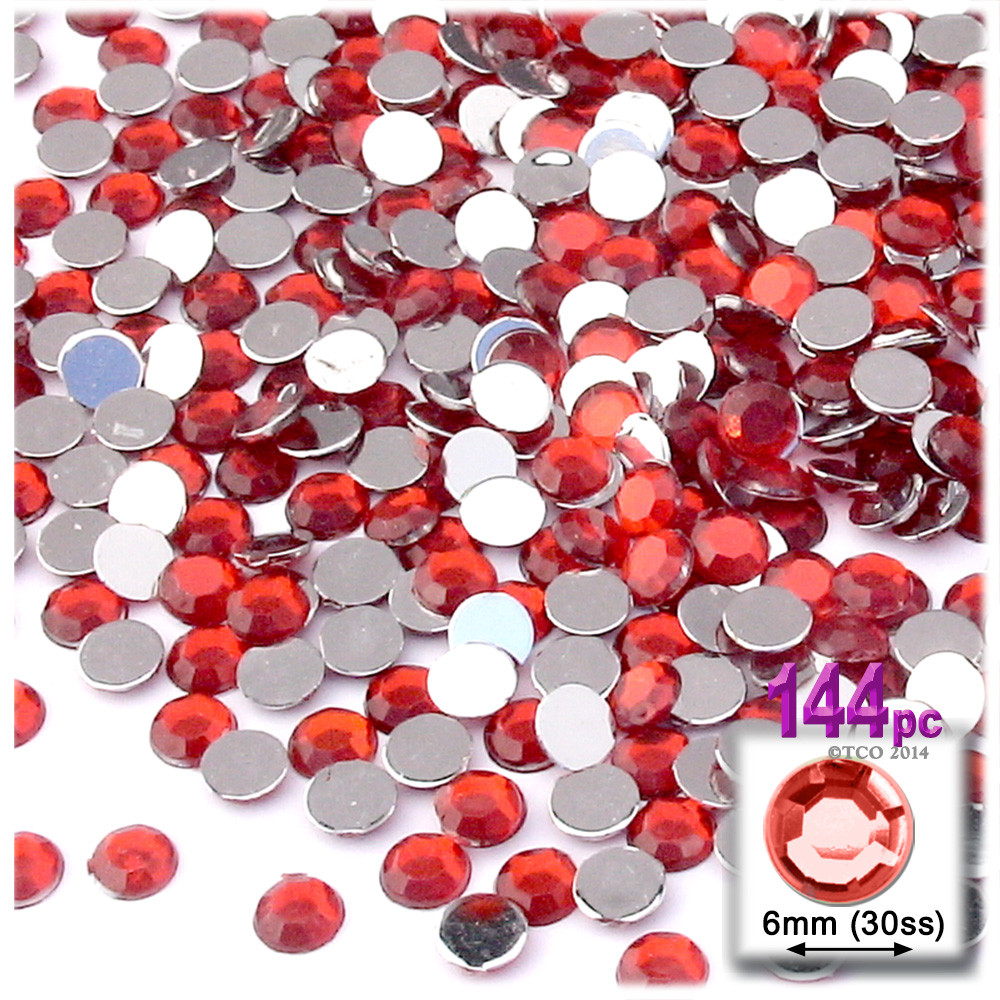 Rhinestones | Flatback | Round | 6mm | 144-pc | Ruby Red | Crafts Outlet