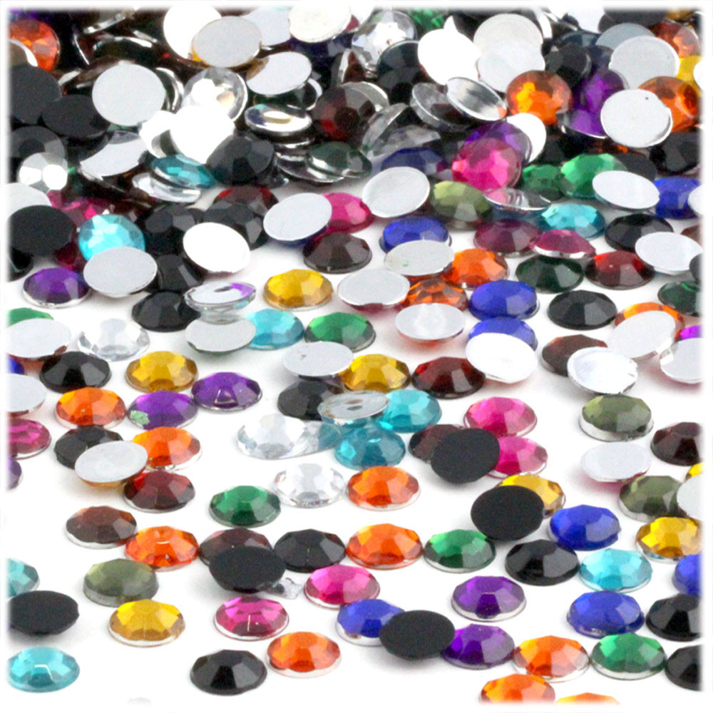 Rhinestones | Flatback | Round | 6mm | 1,000-pc | Jewel Tone Assortment ...
