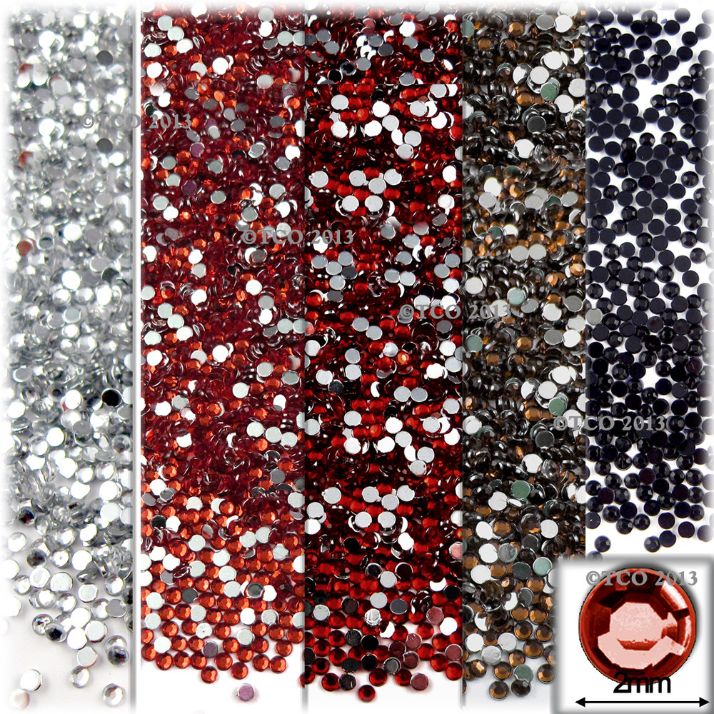 5-Pack Set (5X - 2 |500-Piece) | 2mm Rhinestones | Red Tones