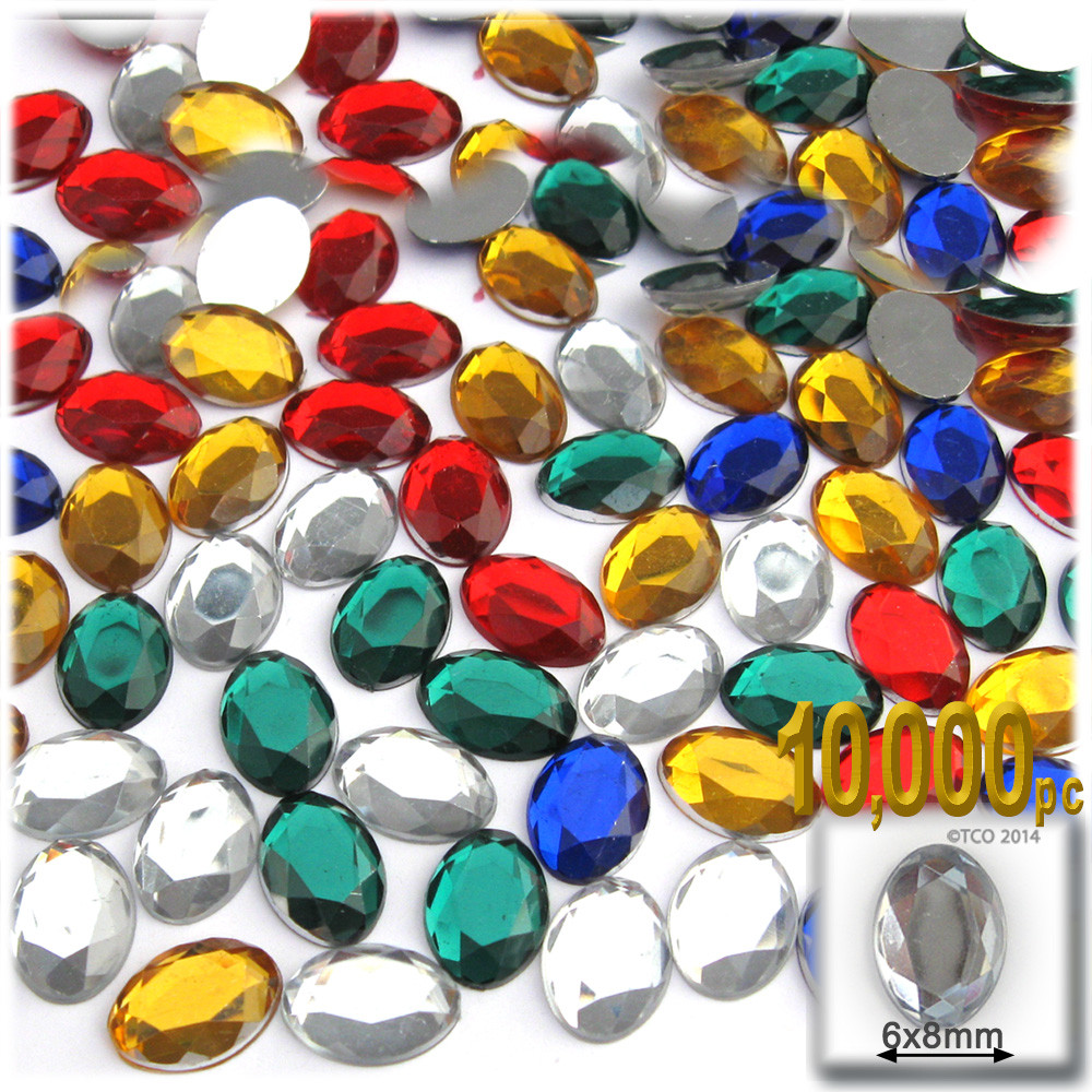 Rhinestones | Flatback | Oval | 6x8mm | 10,000-pc | Mixed Colors ...
