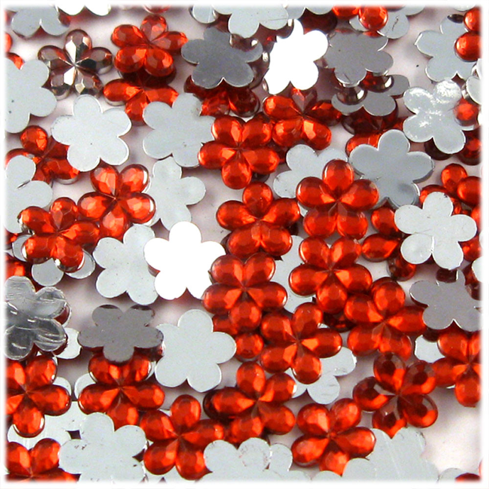 Rhinestones| Flatback| Flower| 15mm| 144-pc| Ruby Red