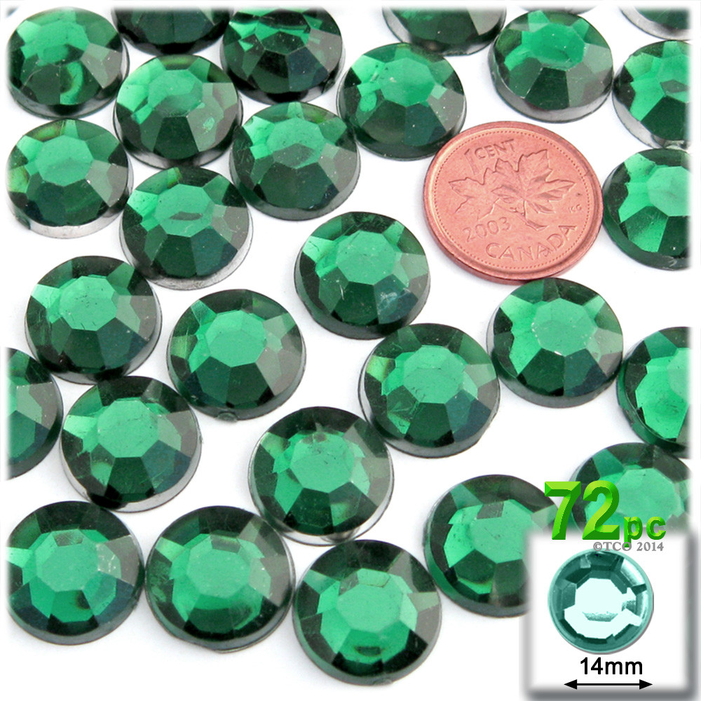 Rhinestones| Flatback| Round| 14mm| 72-pc | Emerald Green| The Crafts ...