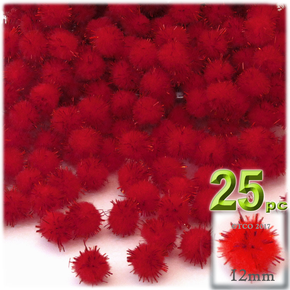 Pom Pom | 12mm | 25-pc | Red | Crafts Outlet