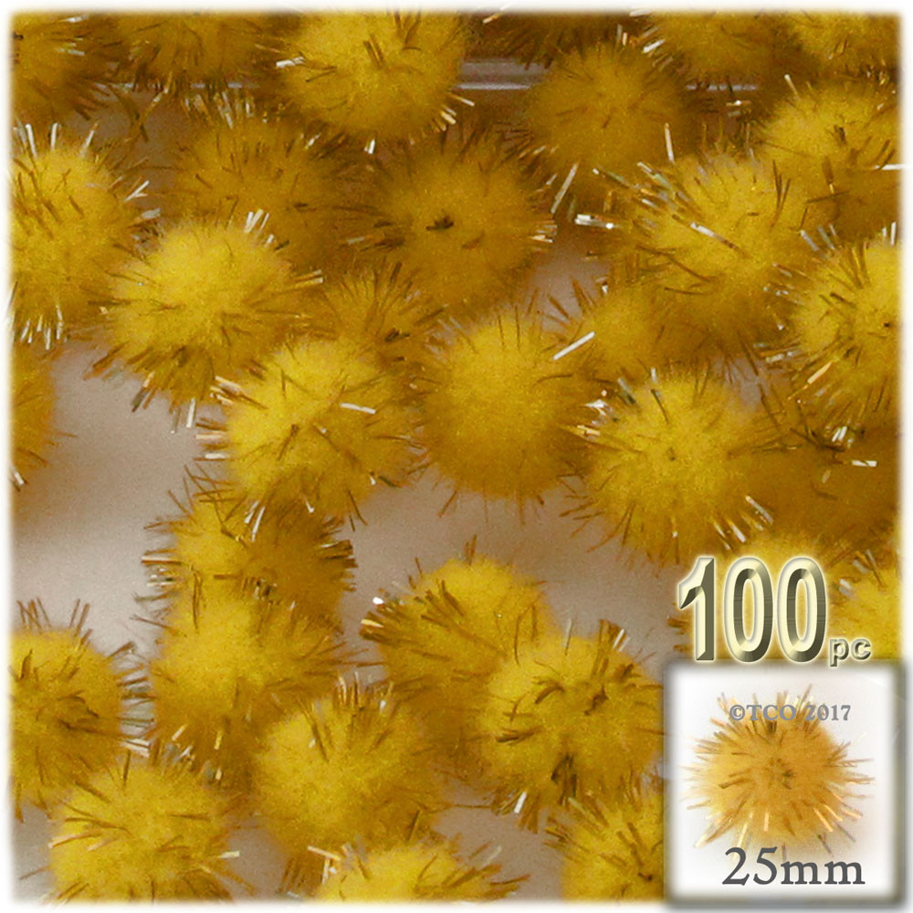 Pom Pom | 25mm- | 100-pc | Yellow | Crafts Outlet