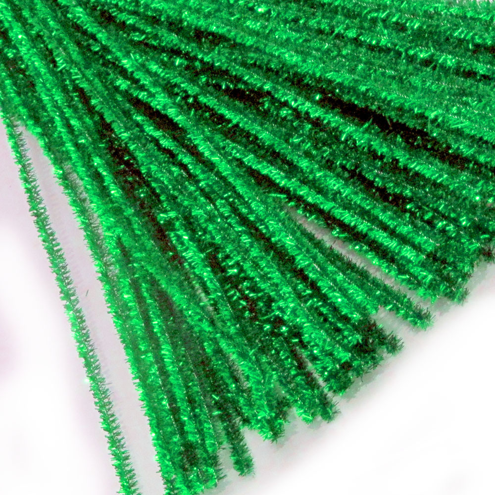 chenille Stems | Sparkly | 12-in | 250-pc | Light Green | Crafts Outlet