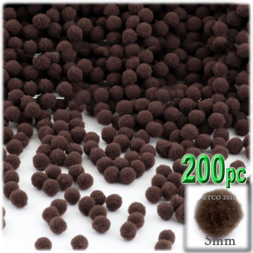 Acrylic Pom Pom | 5mm | 100-pc | Coffee Brown | Crafts Outlet