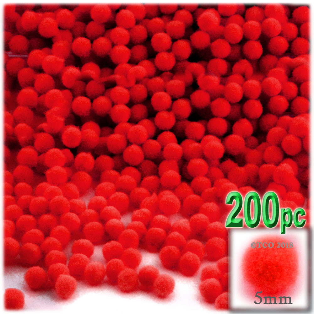 Acrylic Pom Pom | 5mm | 100-pc | Red | Crafts Outlet