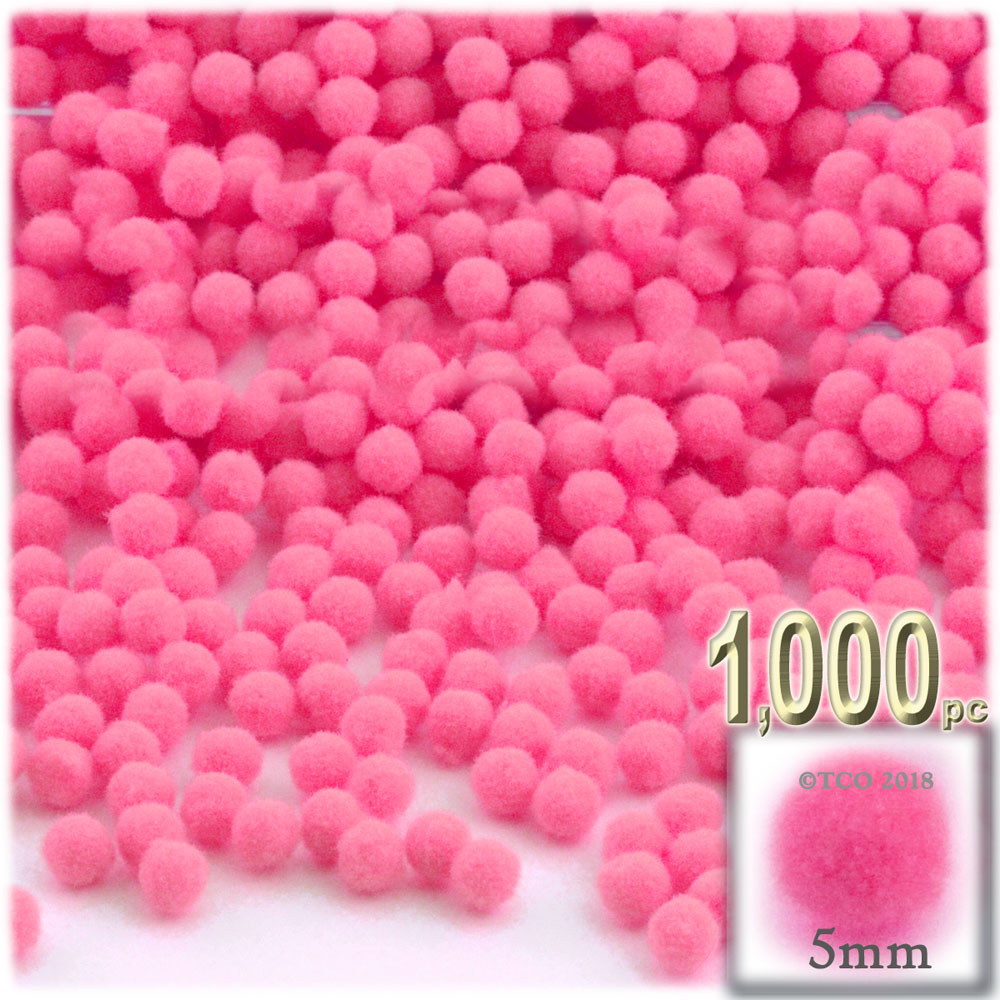 Acrylic Pom Pom | 5mm | 1,000-pc | Hot Pink | Crafts Outlet