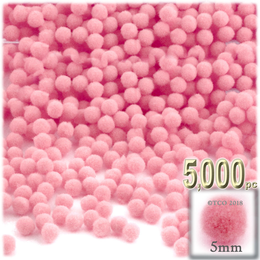 Acrylic Pom Pom | 5mm | 5,000-pc | Pink | Crafts Outlet