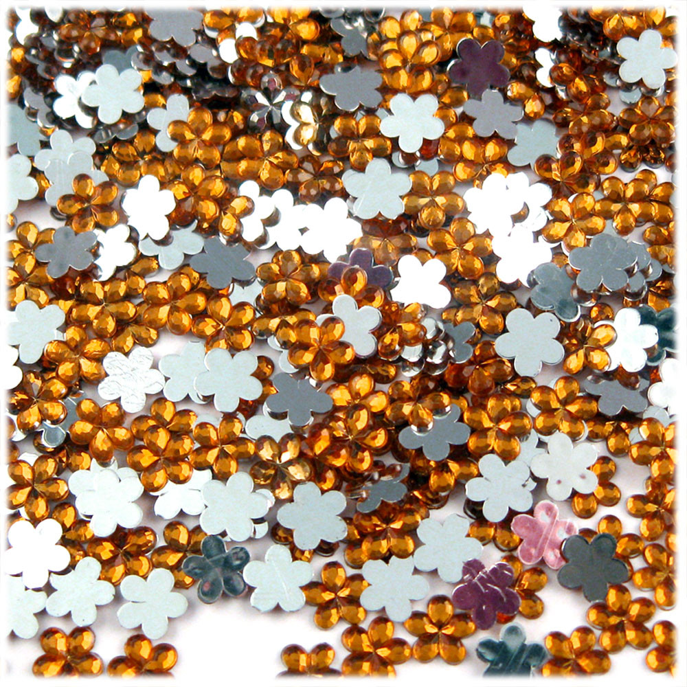 Rhinestones | Flatback | Flower | 10mm | 1,000-pc | Orange | Crafts Outlet