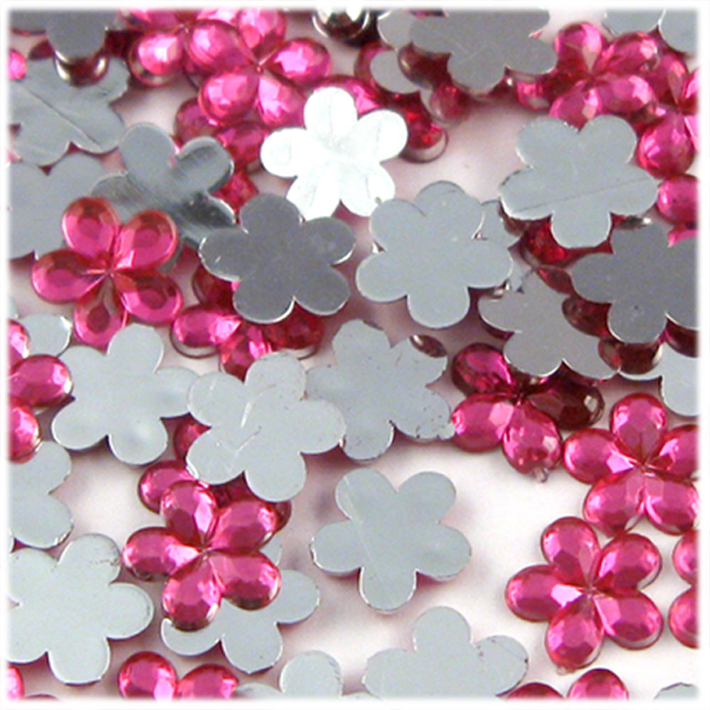 Rhinestones | Flatback | Flower | 20mm | 144-pc |Hot Pink | Crafts Outlet