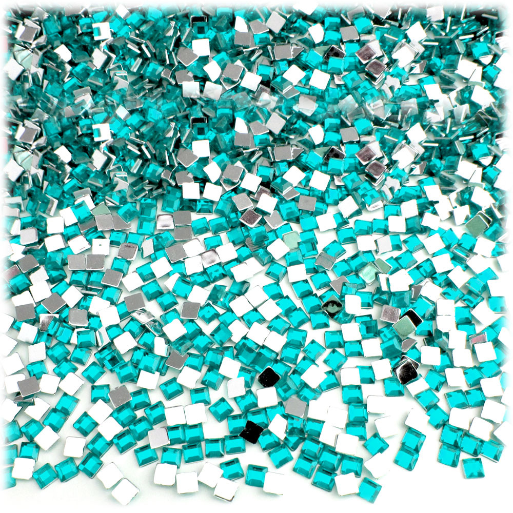 Rhinestones | Flatback | Square | 3mm | 10,000-pc | Aqua Blue | Crafts ...