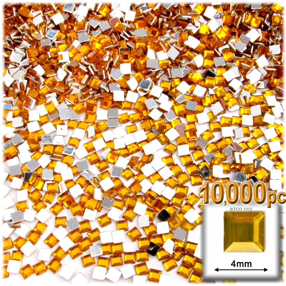 Rhinestones | Flatback | Square | 4mm | 10,000-pc | Golden Yellow ...