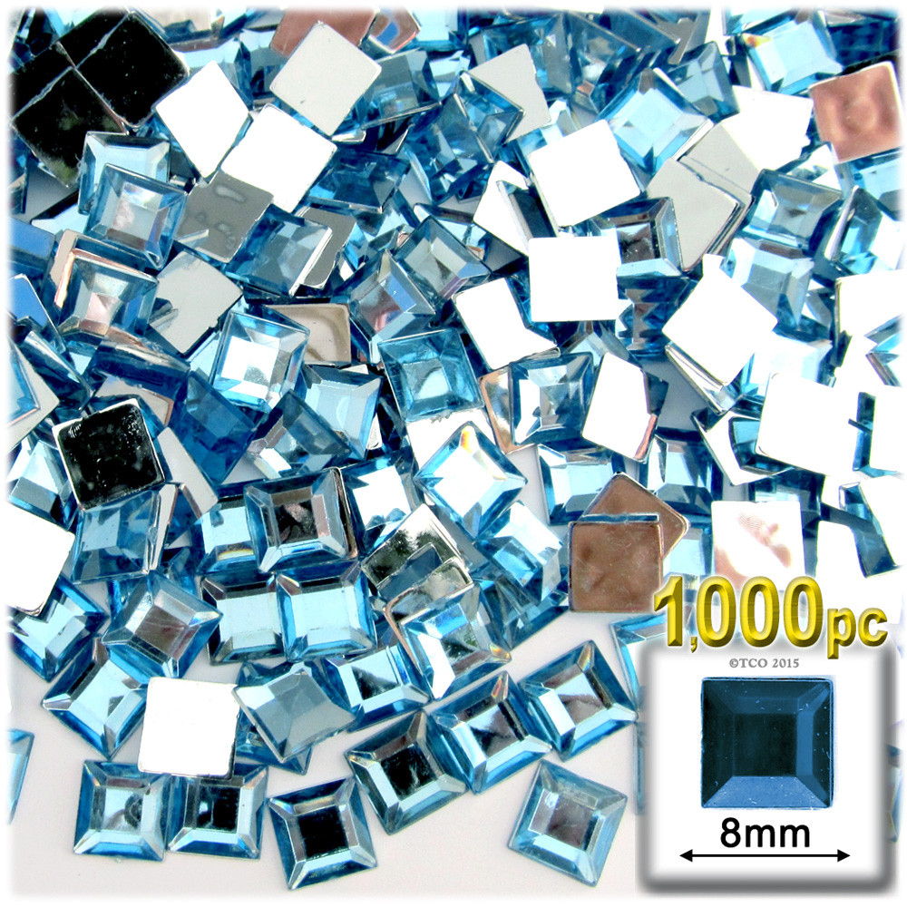 Rhinestones | Flatback | Square | 8mm | 1,000-pc | Light Baby Blue ...