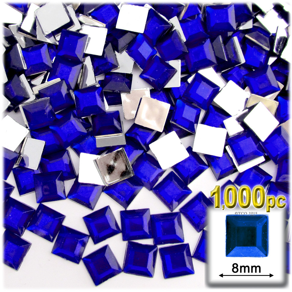 Rhinestones | Flatback | Square | 8mm | 1,000-pc | Royal Blue | Crafts ...