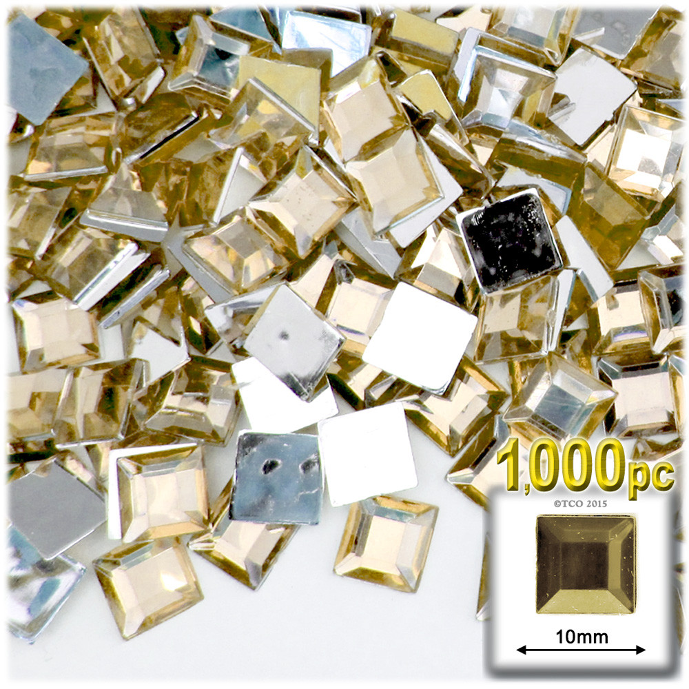Rhinestones | Flatback | Round | Square | 10mm | 1,000-pc | Champagne ...
