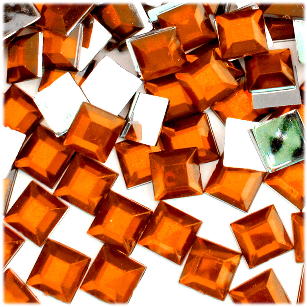 Rhinestones | Flatback | Square | 12mm | 1,000-pc | Orange | Crafts Outlet