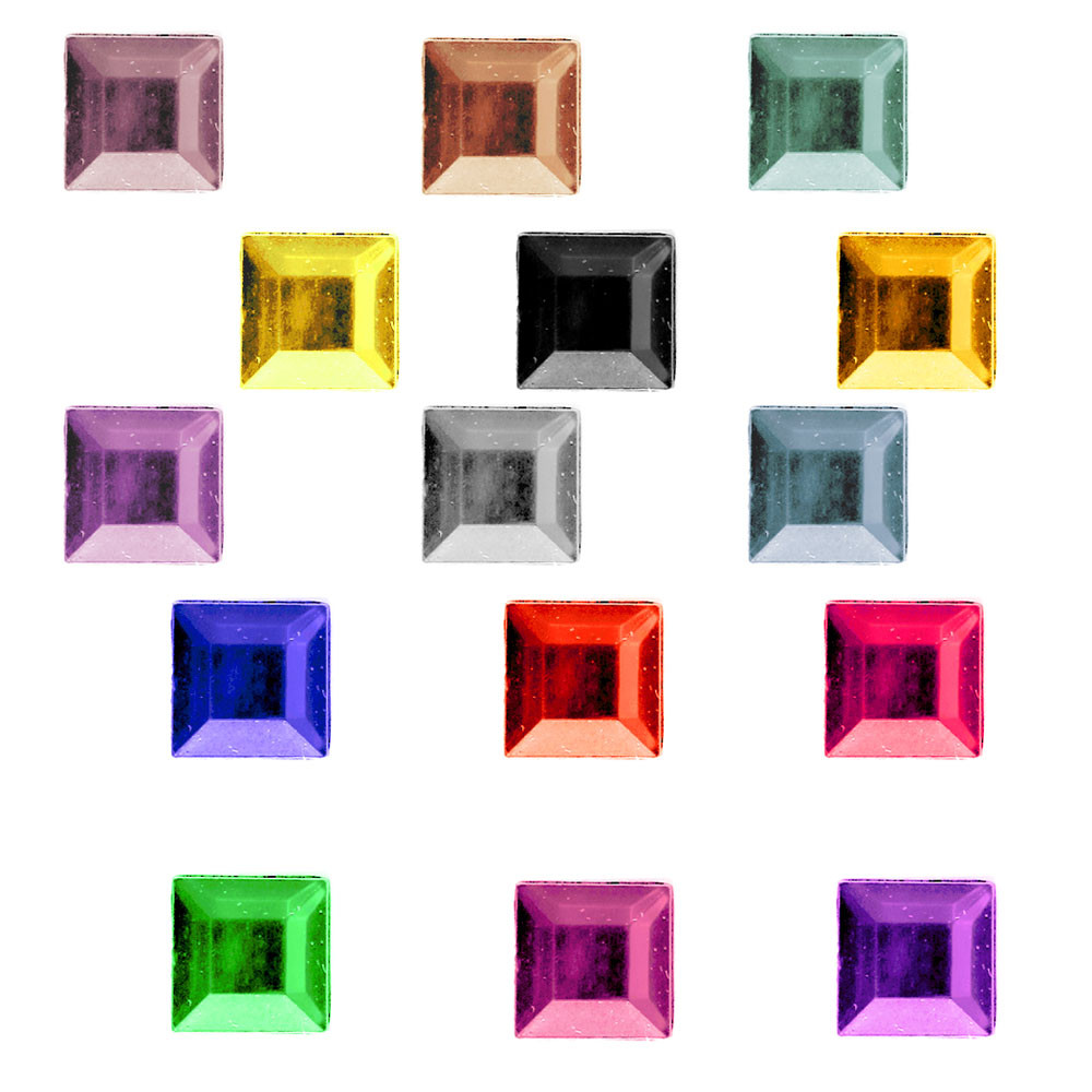 Rhinestones | Flatback | Round | Square | 10mm | 144-pc | Mixed Colors ...