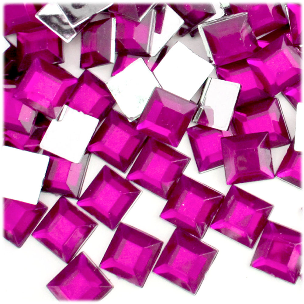 Rhinestones | Flatback | Square | 12mm | 1,000-pc |Fuchsia | Crafts Outlet