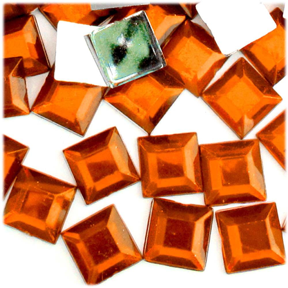 Rhinestones | Flatback | Square | 14mm | 1,000-pc |Orange | Crafts Outlet