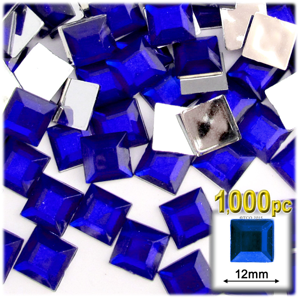 Rhinestones | Flatback | Square | 12mm | 1,000-pc | Royal Blue | Crafts ...