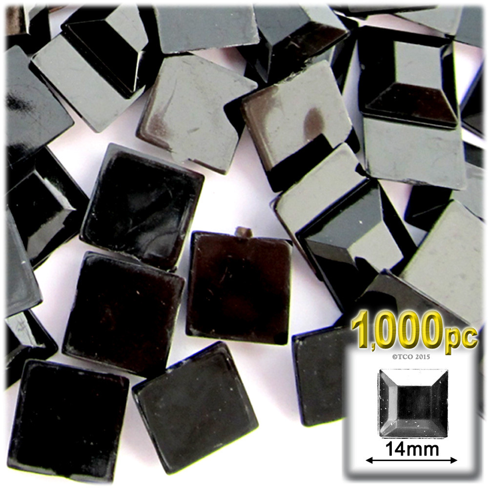 Rhinestones | Flatback | Square | 14mm | 1,000-pc |Jet Black | Crafts ...