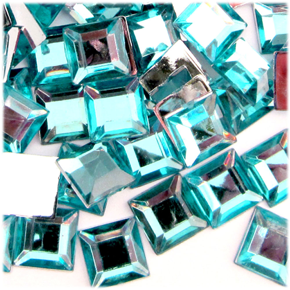 Rhinestones | Flatback | Square | 14mm | 1,000-pc |Aqua Blue | Crafts ...