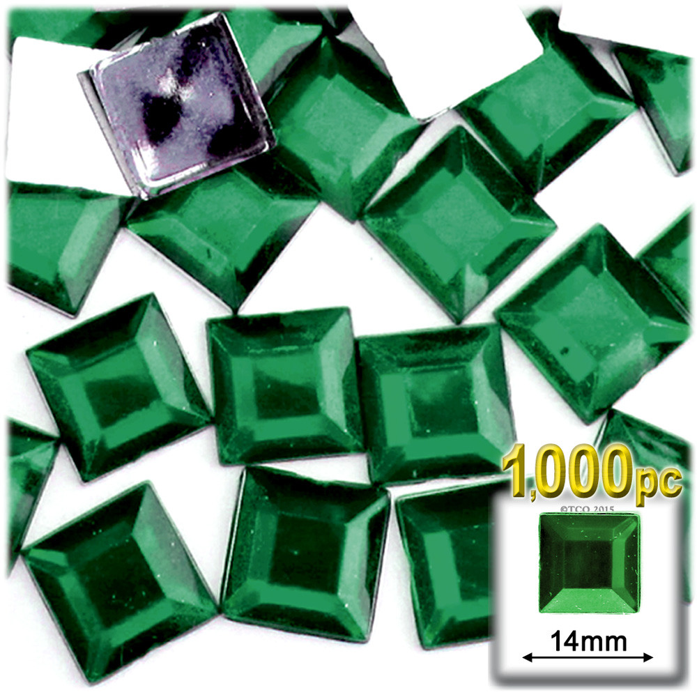 Rhinestones | Flatback | Square | 14mm | 1,000-pc |Emerald Green ...