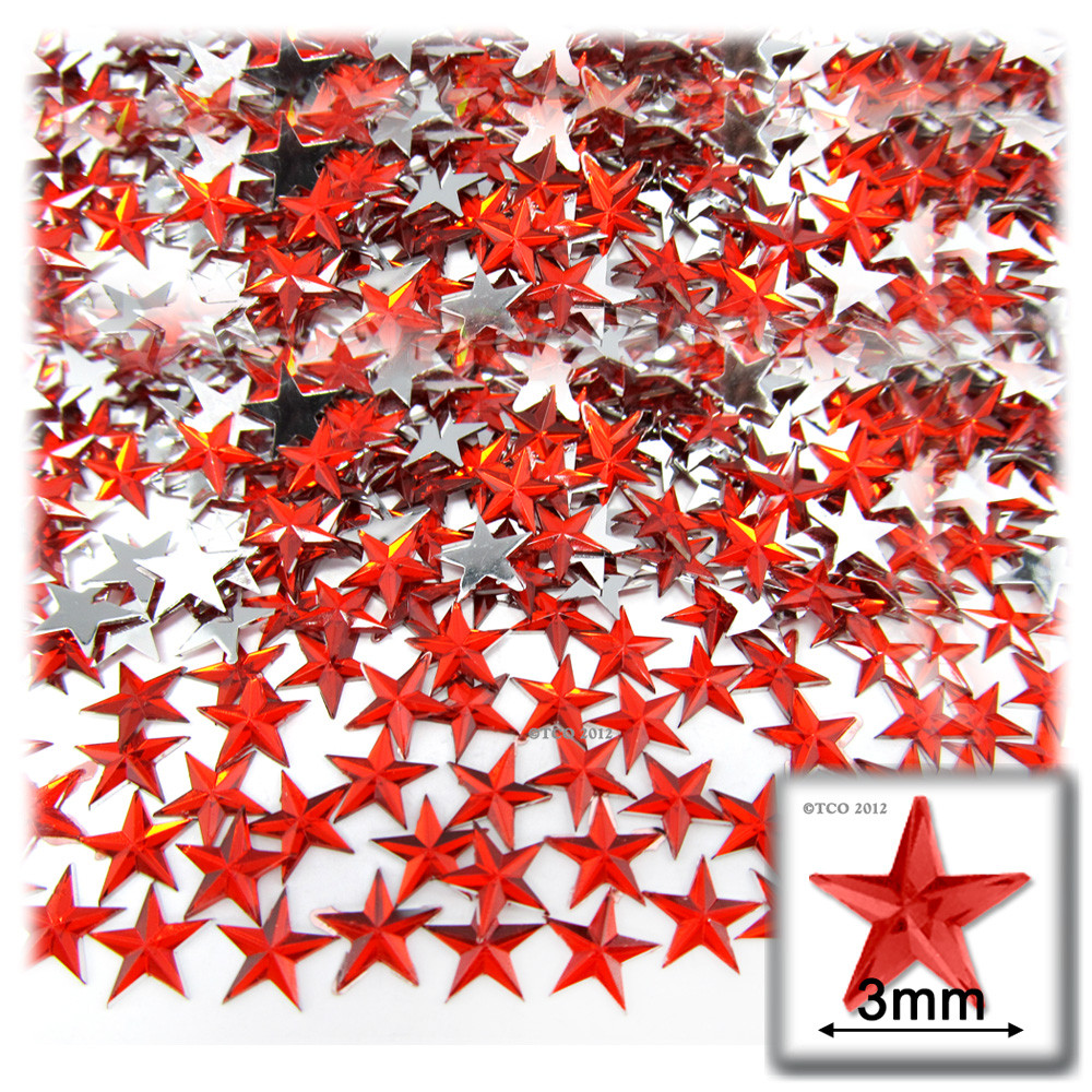 Rhinestones | Flatback | Star | 3mm | 1,440-pc | Ruby Red | Crafts Outlet