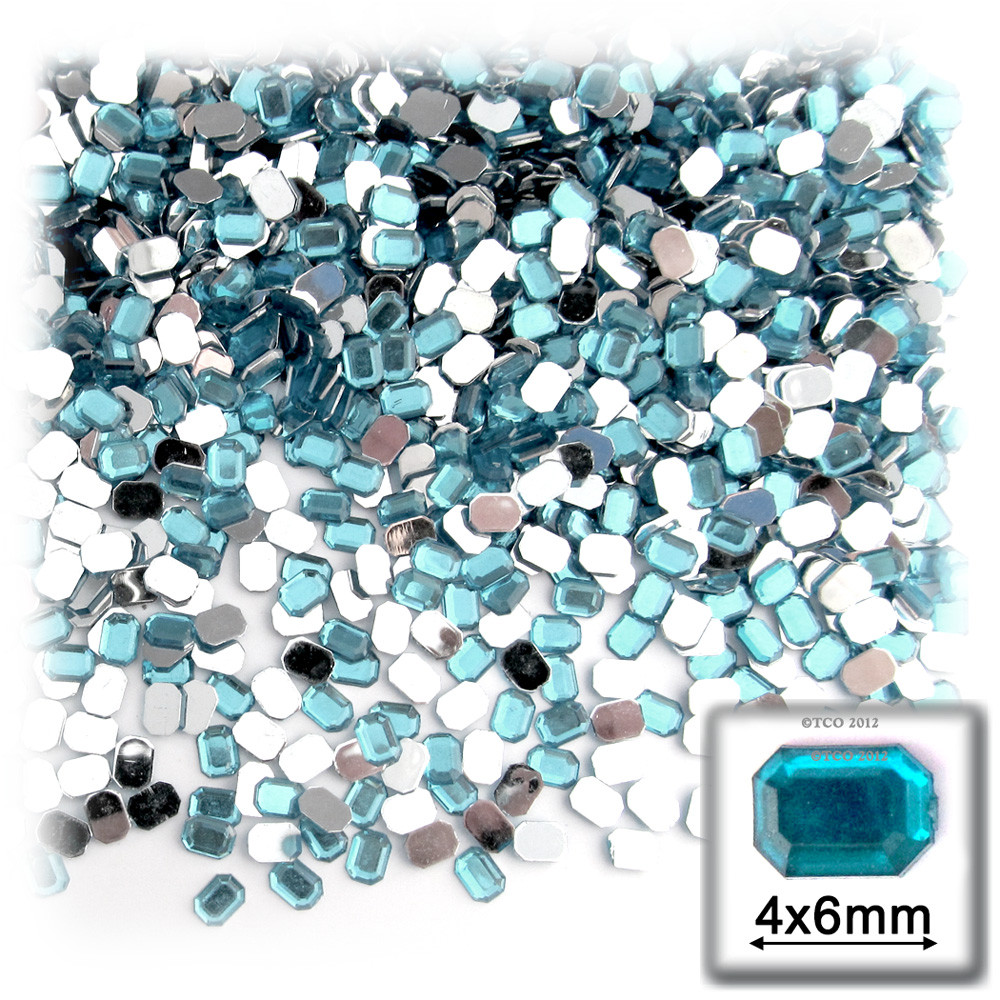Rhinestones | Flatback | Rectangle | 4x6mm | 288 -pc | Light Baby Blue ...