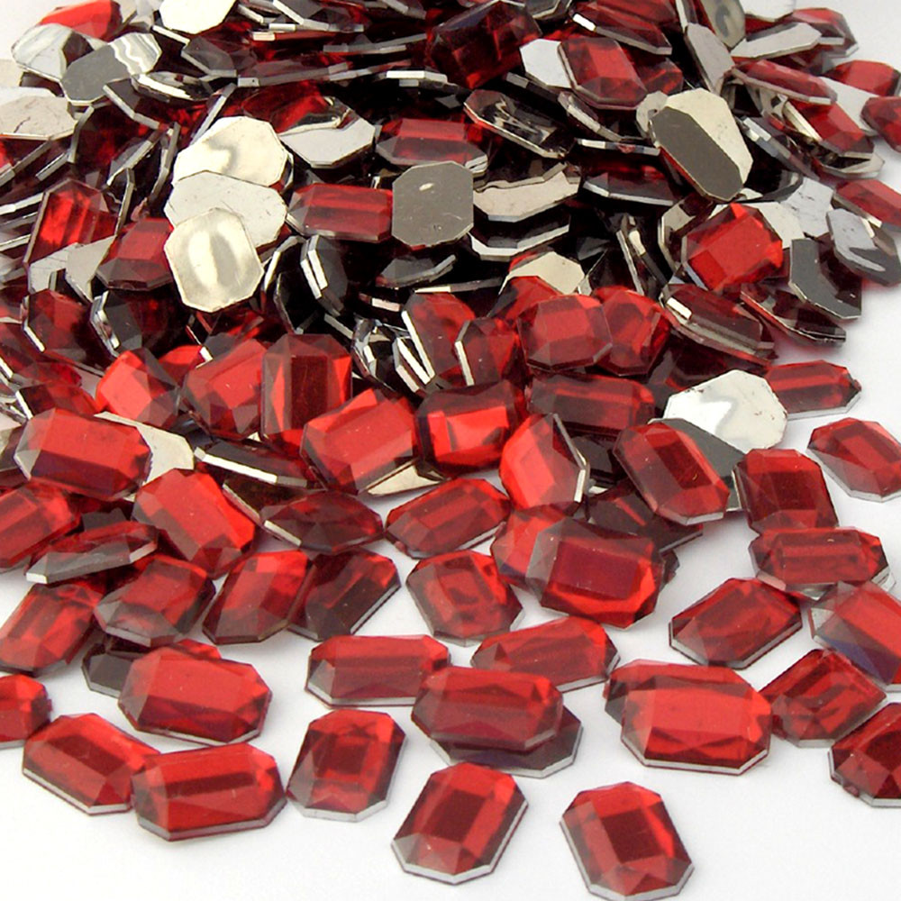 Rhinestones | Flatback | Rectangle | 10x14mm | 1,000-pc | Ruby Red ...