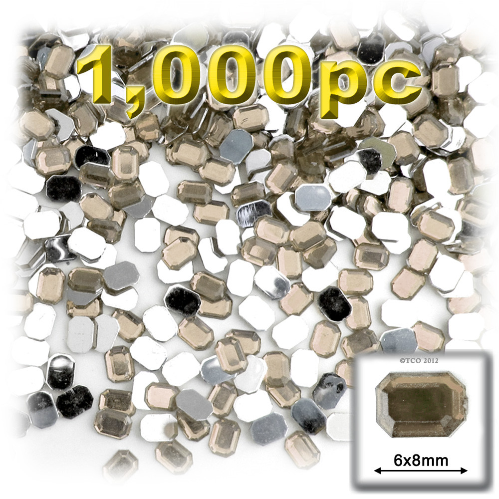 Rhinestones | Flatback | Rectangle | 6x8mm | 1,000-pc | Champagne ...