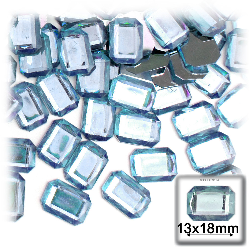 Rhinestones | Flatback | Rectangle | 13x18mm | 144-pc | Light Baby Blue ...