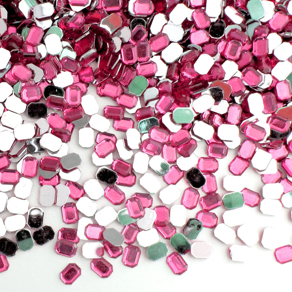 Rhinestones | Flatback | Rectangle | 6x8mm | 1,000-pc | Hot Pink ...
