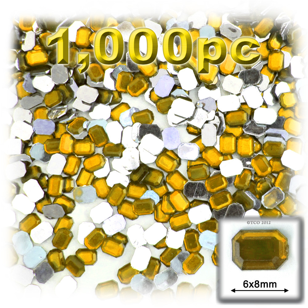 Rhinestones | Flatback | Rectangle | 6x8mm | 1,000-pc | Golden Yellow ...