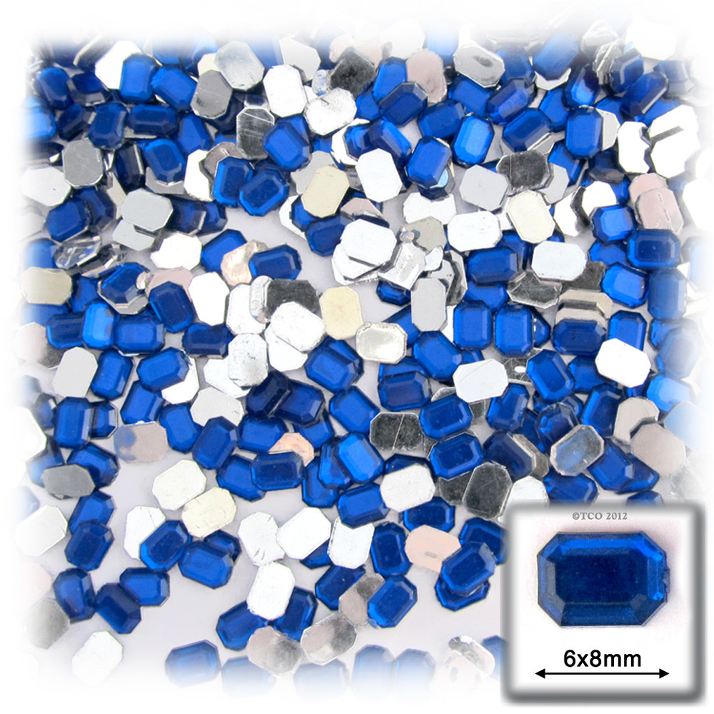 Rhinestones | Flatback | Rectangle | 6x8mm | 144-pc | Royal Blue ...