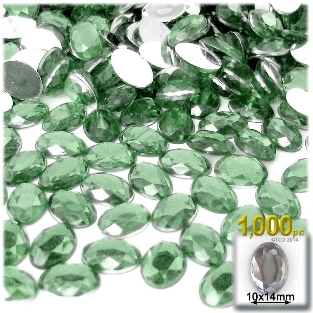 Rhinestones | Flatback | Oval | 10x14mm | 1,000-pc | Light Green ...