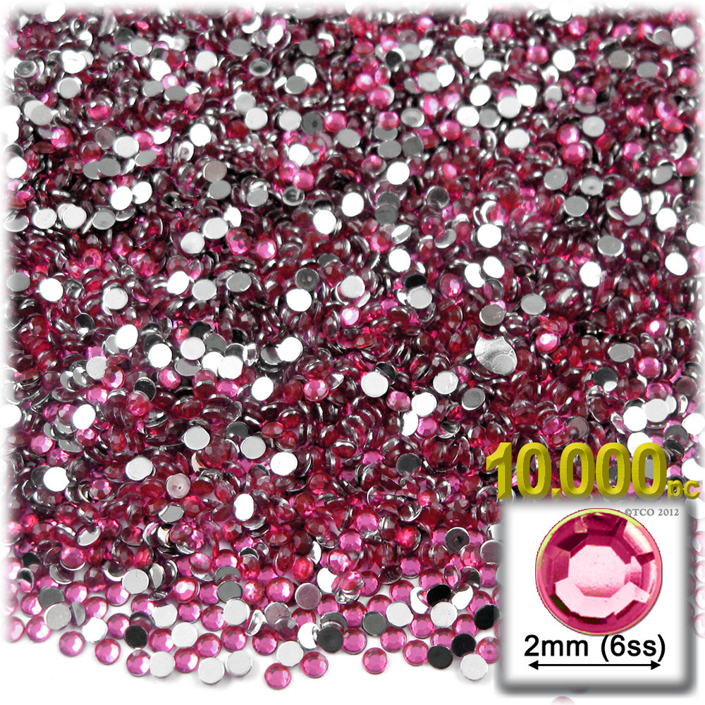 Rhinestones | Flatback | Round | 2mm | 10,000-pc | Hot Pink | Crafts Outlet