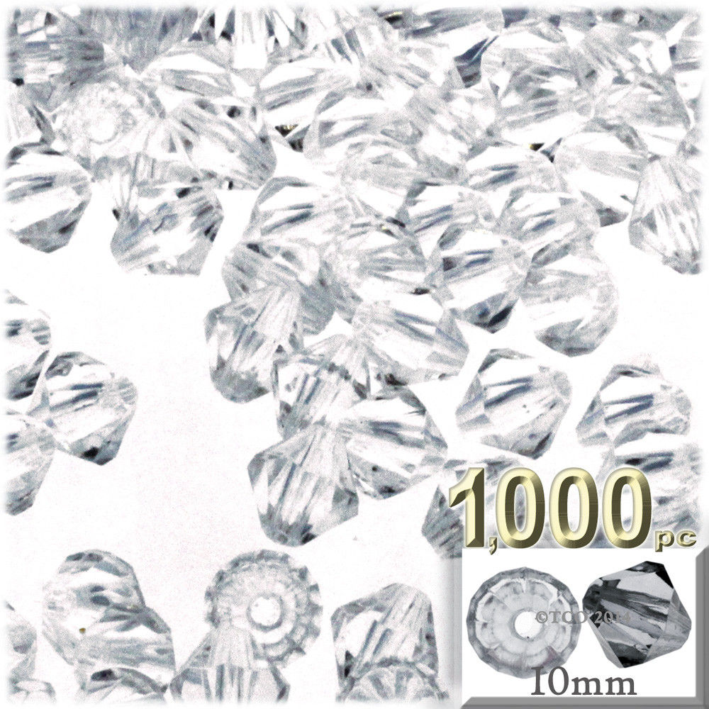 Bicone Beads | Transparent | Faceted | 10mm | 1,000-pc | Clear | Crafts ...