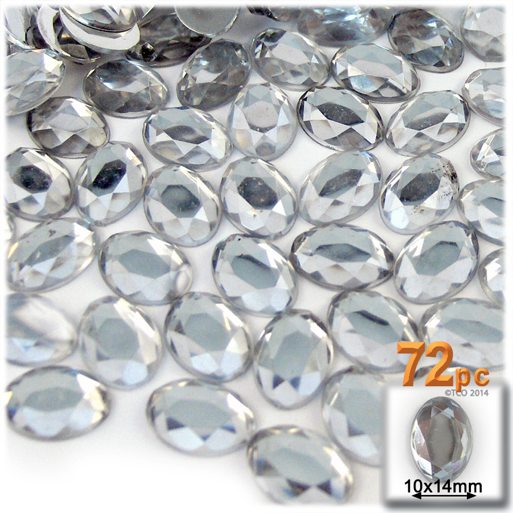 Rhinestones | Flatback | Oval | 10x14mm | 72-pc | Clear | Crafts Outlet