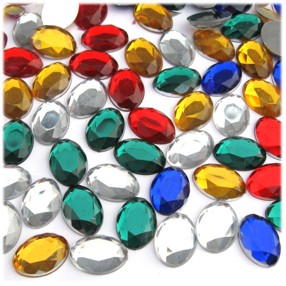 Rhinestones | Flatback | Oval | 10x14mm | 72-pc | Mixed Colors | Crafts ...