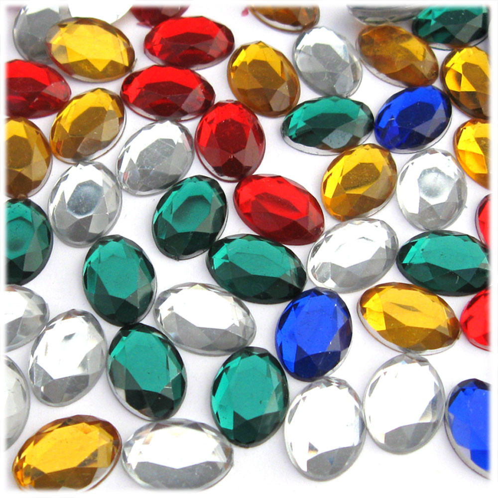 Rhinestones | Flatback | Oval | 13x18mm | 72-pc | Mixed Colors | Crafts ...
