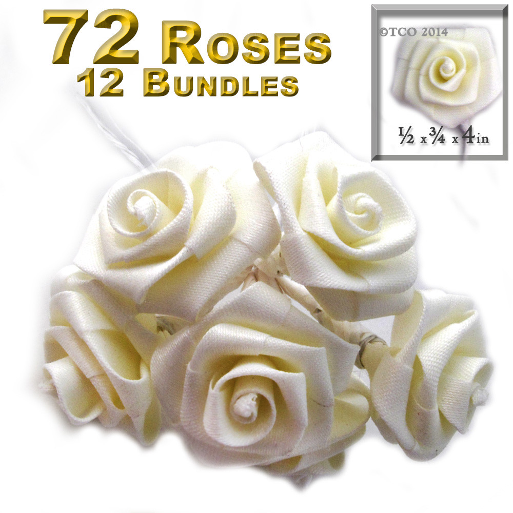 Artificial Flowers | Ribbon Roses, 1.0-inch | Cream | Crafts Outlet