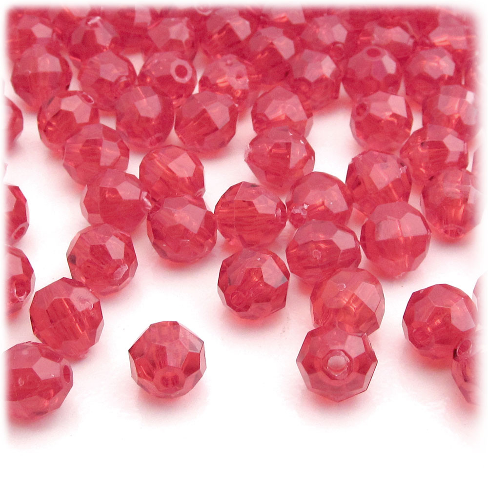 Faceted Round Beads | Transparent | 10mm | 100-pc | Christmas Red ...