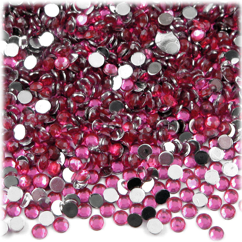 Rhinestones | Flatback | Round | 4mm | 288-pc | Hot Pink | Crafts Outlet