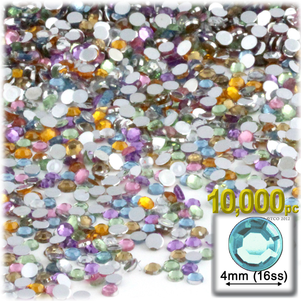 Rhinestones | Flatback | Round | 4mm | 10,000-pc | Pastel Assortment ...